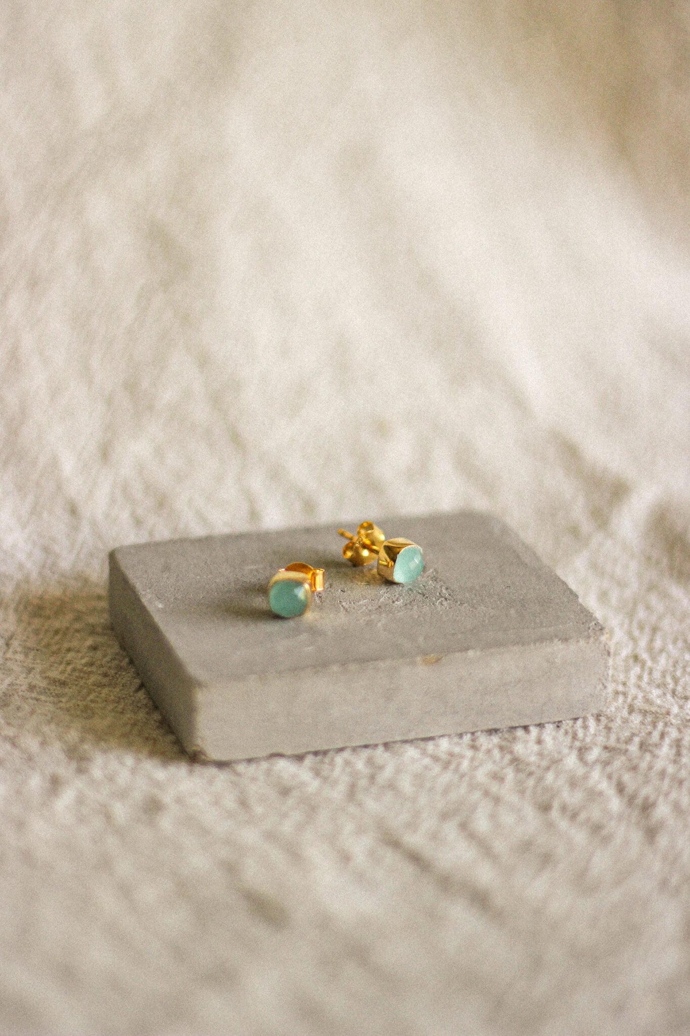 Gold Cushion Stone Studs– The Painted Bird