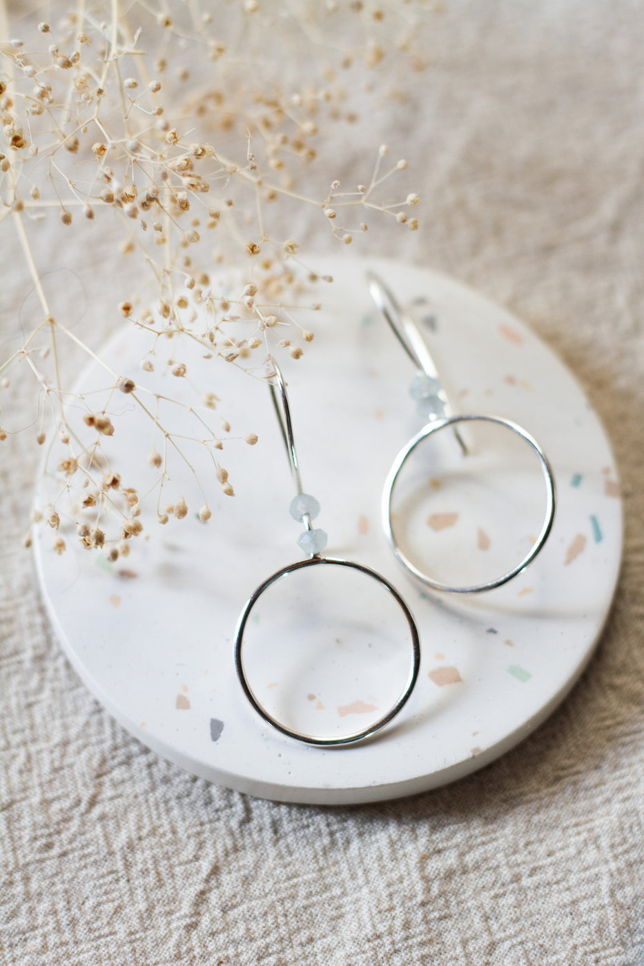 Silver Stone Hoop Drops– The Painted Bird