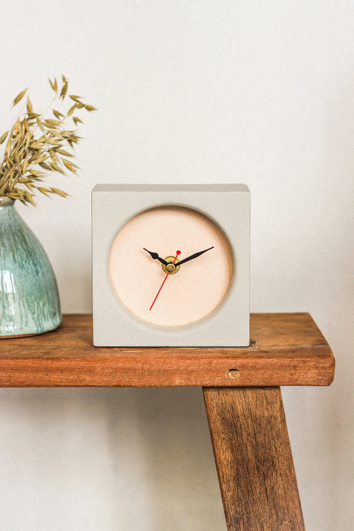 Handmade Concrete & Pastel Orange Desk Clock - Square– The Painted Bird