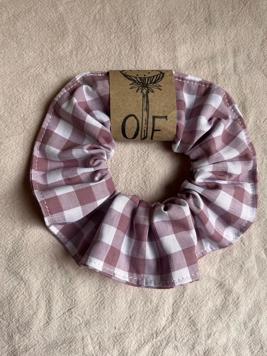 Dusky Pink Gingham Cotton Scrunchie– The Painted Bird
